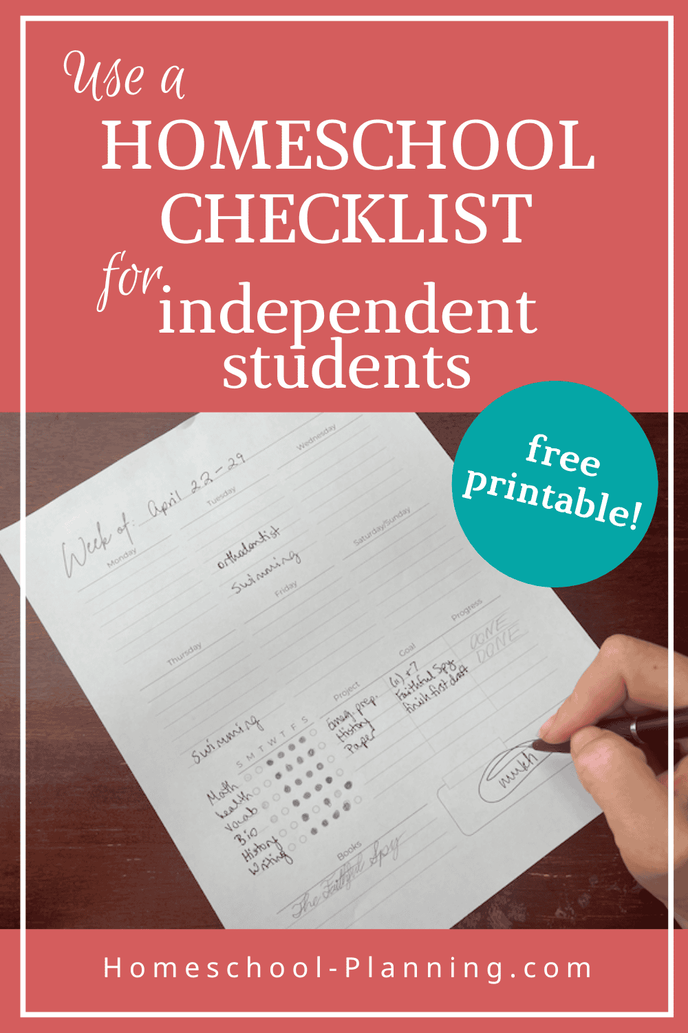 Use a Homeschool Checklist for Independent Students (+Free Printable ...